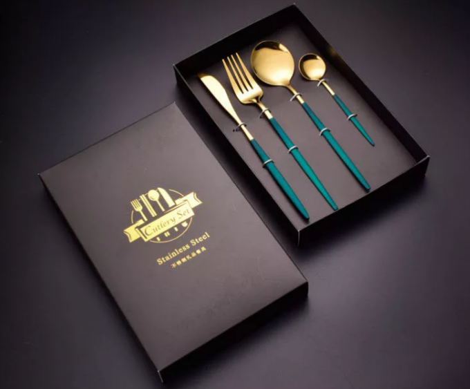 Flatware Dinnerware Packaging Boxes With 410 Stainless Steel Spoon And Fork