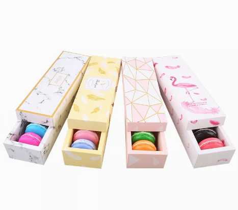 Round Macaron Box Packaging Handmade Cardboard Cookie Box Folder